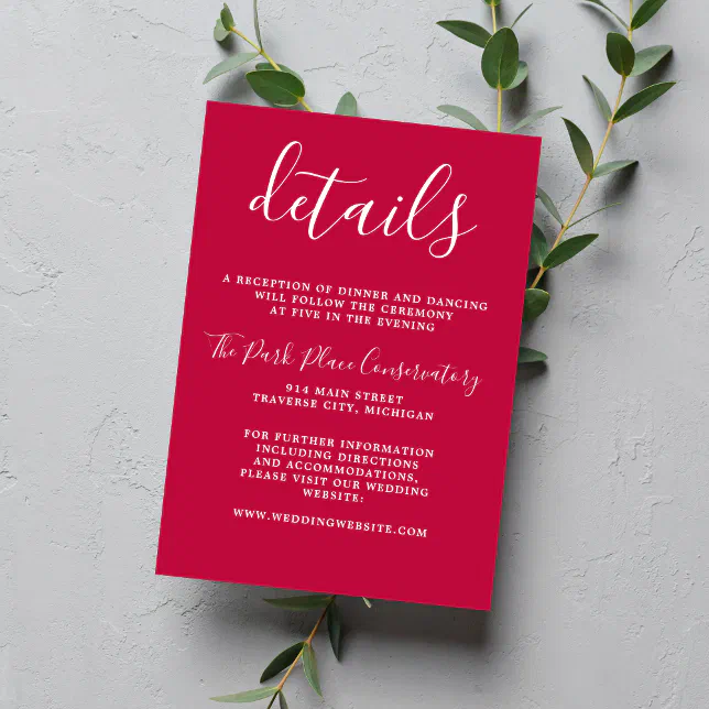 True Simplicity Raspberry Chic Minimalist Wedding Enclosure Card Zazzle 