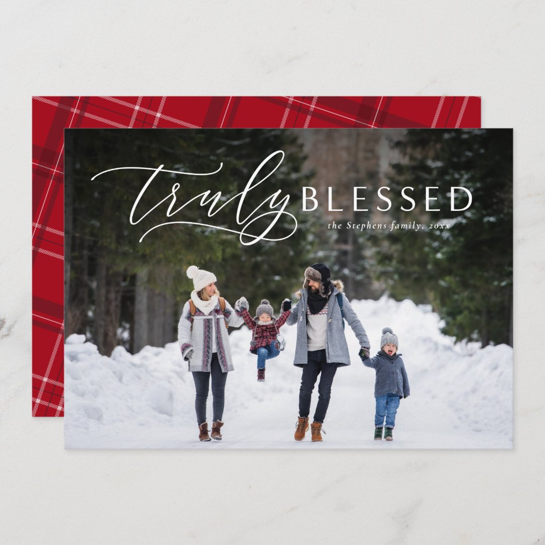 Truly blessed religious Christmas photo card | Zazzle