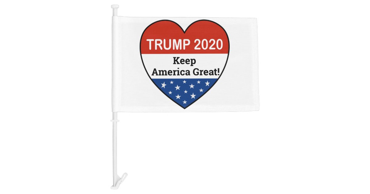 Trump 2020 Heart Logo Monogram Slogan Car Flag | Zazzle