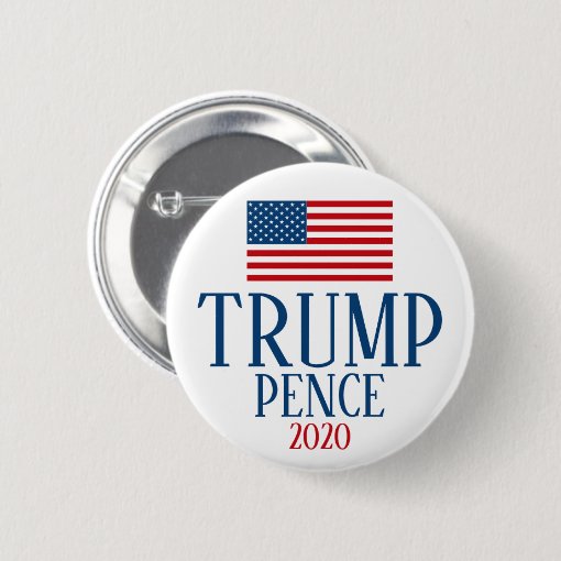 Trump 2020 - Preppy American Flag Red White Blue Button | Zazzle