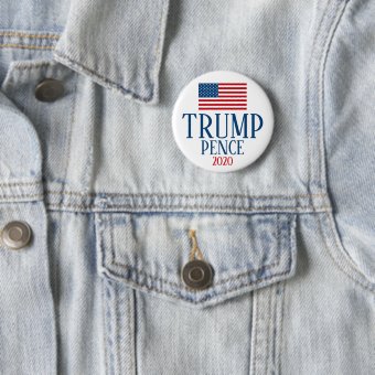 Trump 2020 - Preppy American Flag Red White Blue Button | Zazzle