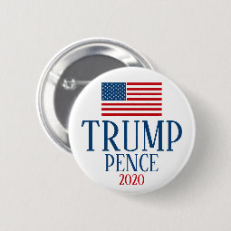 Trump 2020 - Preppy American Flag Red White Blue Button | Zazzle