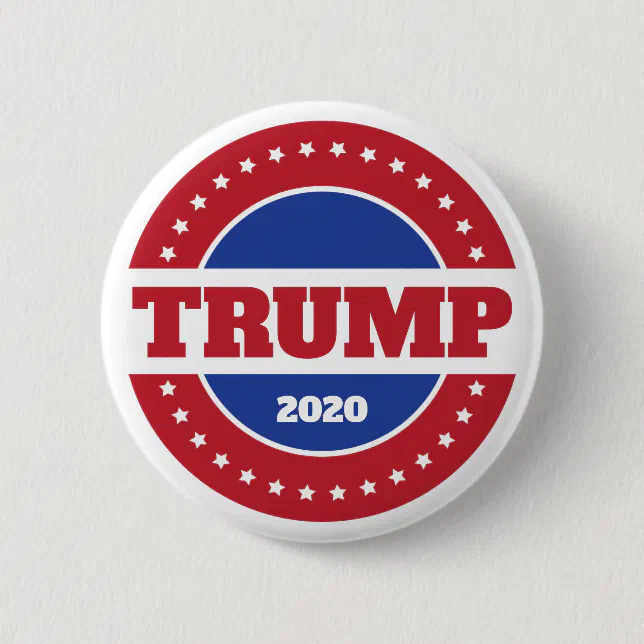 Trump 2020 Red White and Blue Button | Zazzle