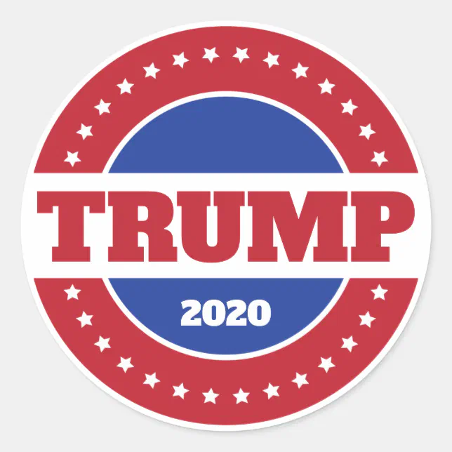 Trump 2020 Red White & Blue Classic Round Sticker | Zazzle