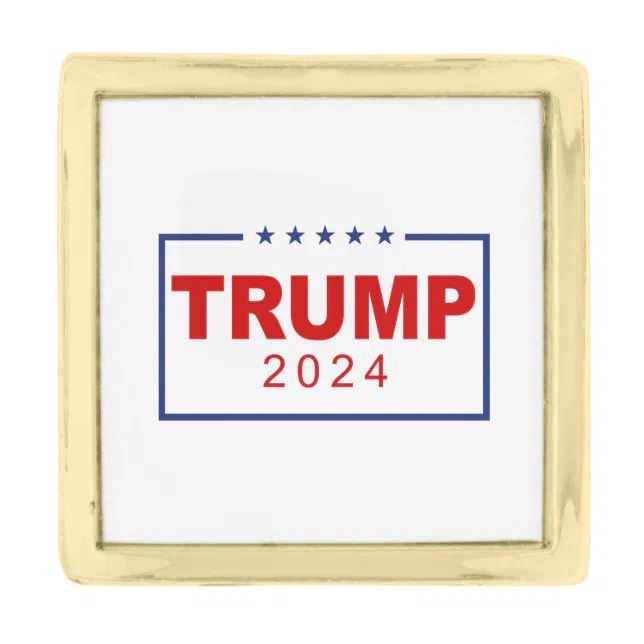 Trump 2024 Classic Rectangle Logo Gold Finish Lapel Pin | Zazzle