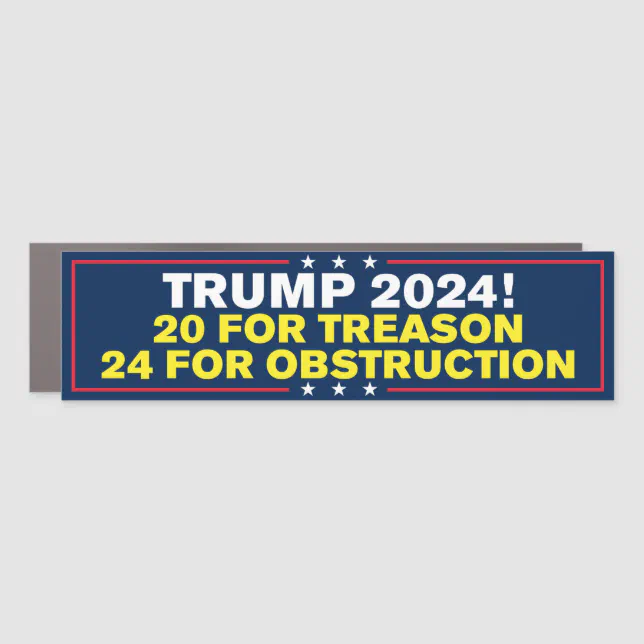 Trump 2024 Prison Treason Anti-Trump Bumper Car Magnet | Zazzle