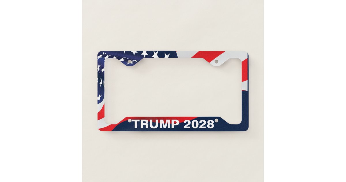 Trump 2028 Flag license plate frame | Zazzle
