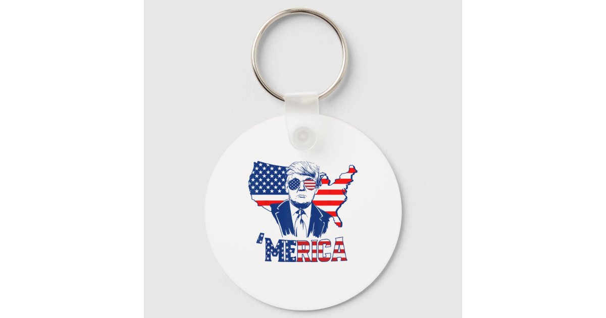 Trump 4th Of July Trump American Flag Men Women Keychain | Zazzle