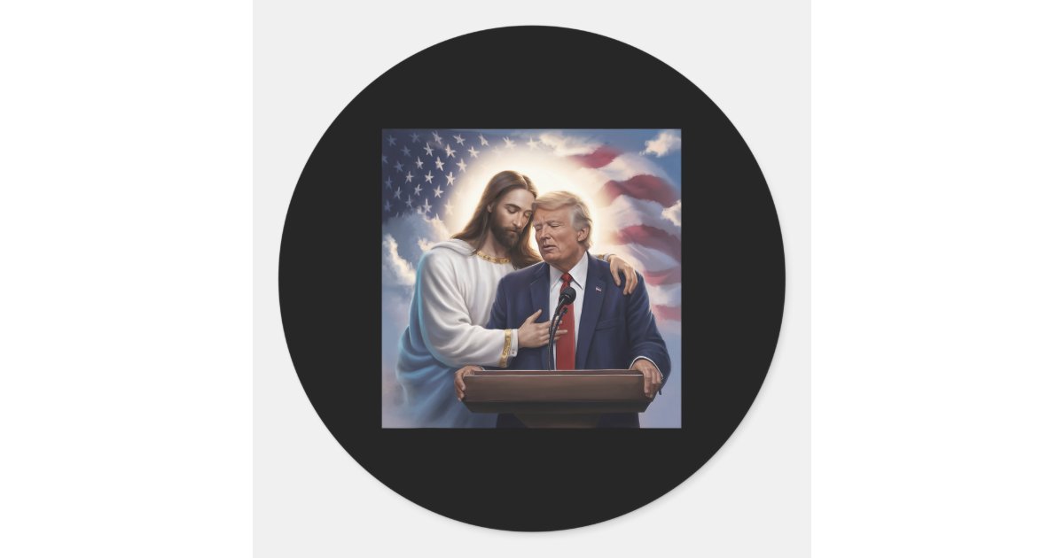 Trump And Jesus Usa Patriotic President Savior Fai Classic Round ...
