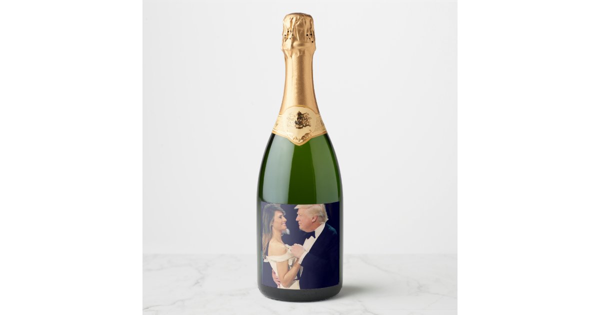 Trump and Melania Dancing Sparkling Wine Label | Zazzle