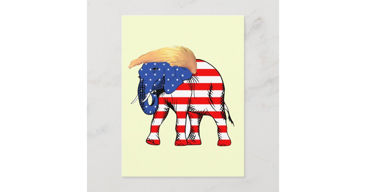 Trump Bad Hair Republican Elephant, ZSSG Postcard | Zazzle
