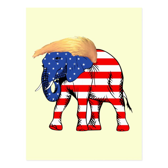 Trump Bad Hair Republican Elephant, ZSSG Postcard | Zazzle.com