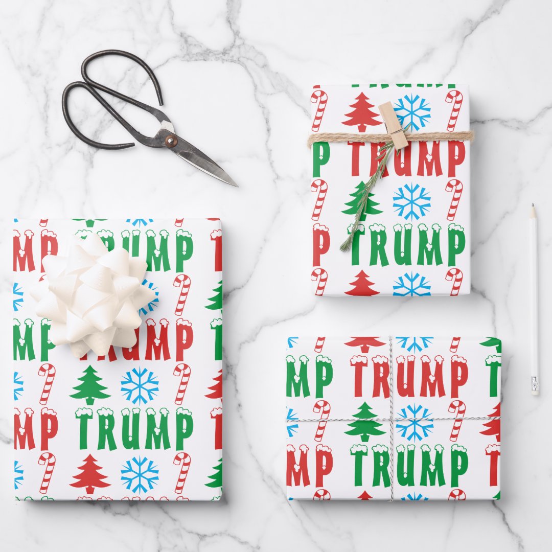 Trump Festive Christmas Wrapping Paper | Zazzle