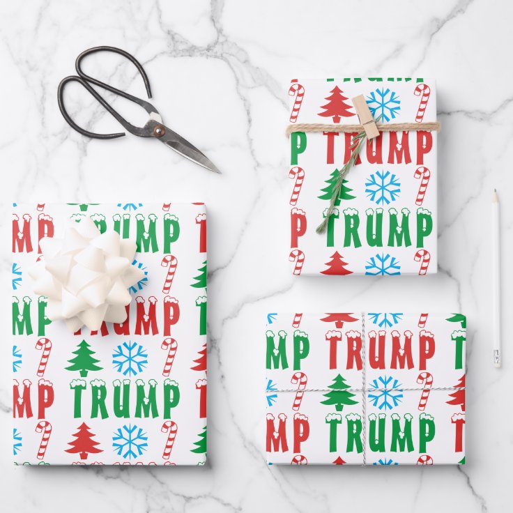Trump Festive Christmas Wrapping Paper | Zazzle