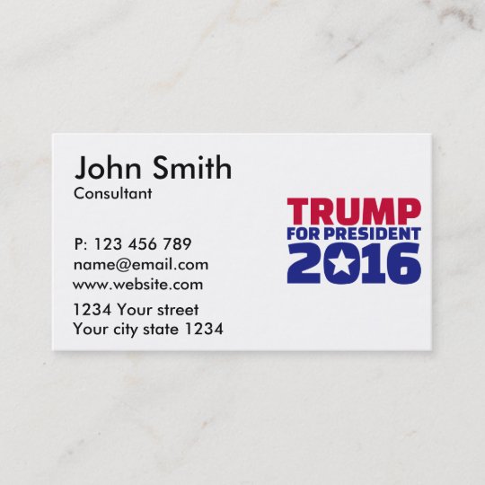 Trump for president 2016 business card | Zazzle.com