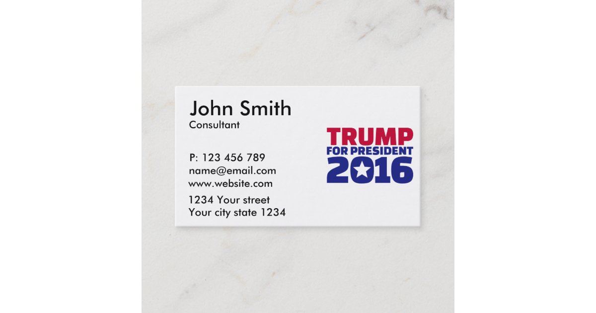 Trump for president 2016 business card | Zazzle