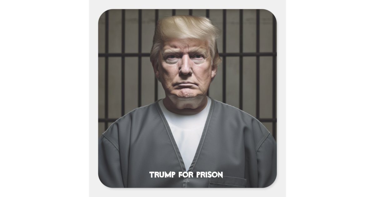 Trump For Prison Trump in Jail Square Sticker | Zazzle