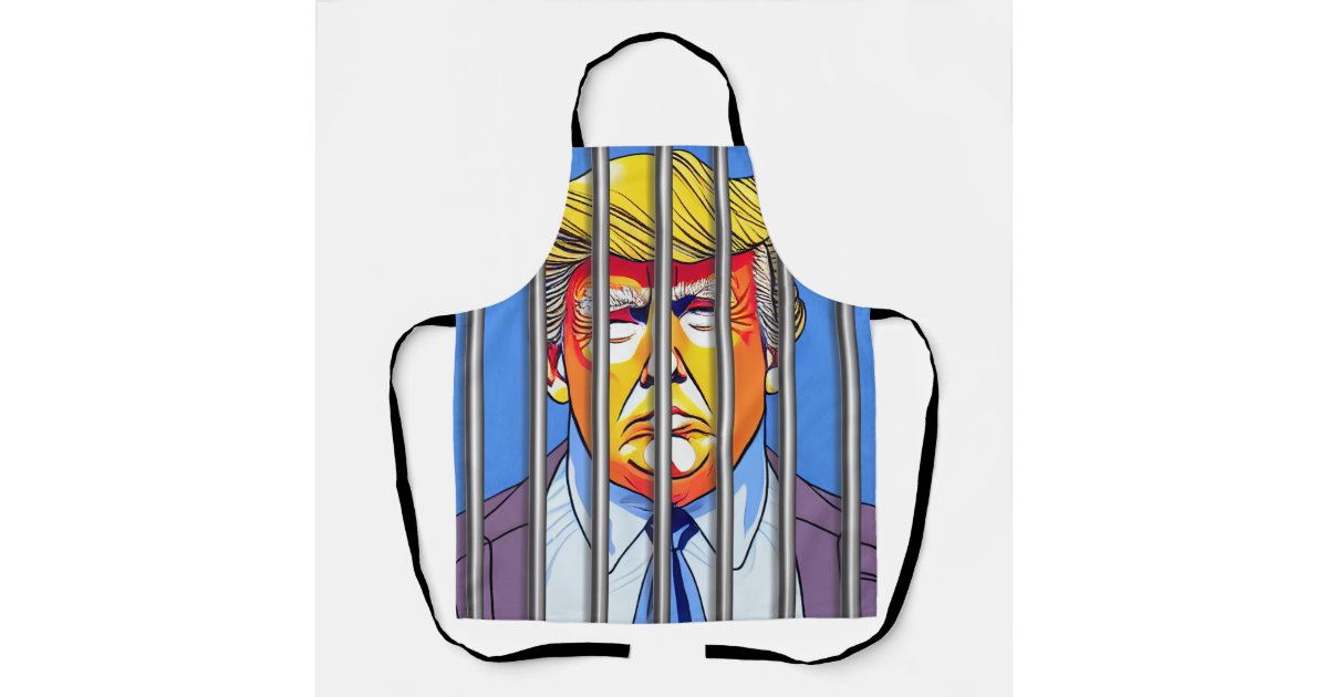 Trump in Jail All-Over Print Apron, Medium Apron | Zazzle