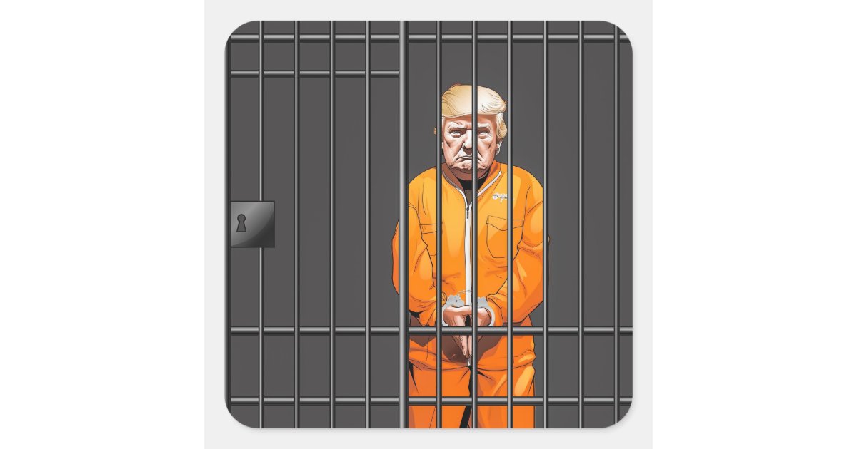 Trump in Jail Square Stickers | Zazzle