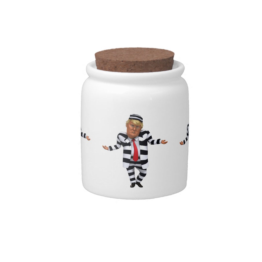 Trump in Prison Wear Candy Jar | Zazzle