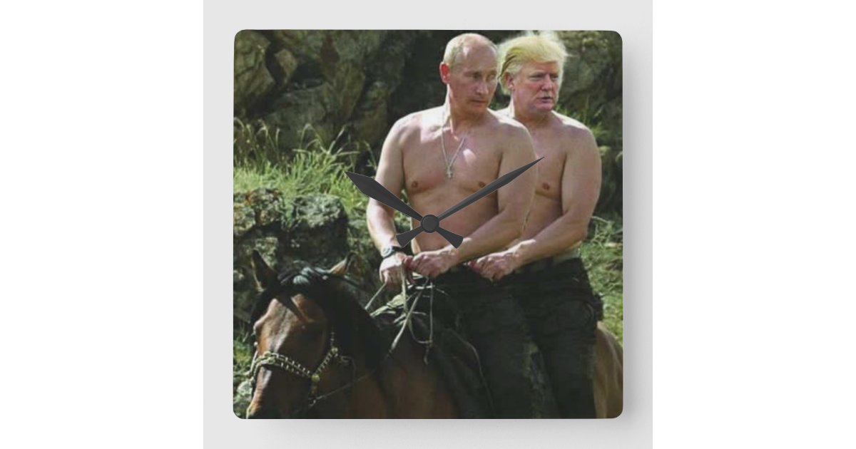 TRUMP LOVES PUTIN SQUARE WALL CLOCK | Zazzle