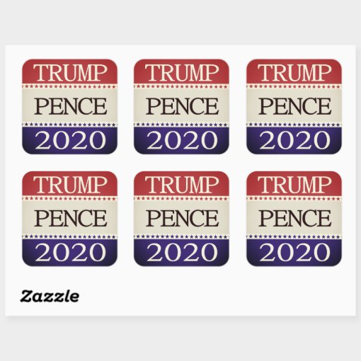 Trump Pence 2020 red, white and blue popular Square Sticker | Zazzle