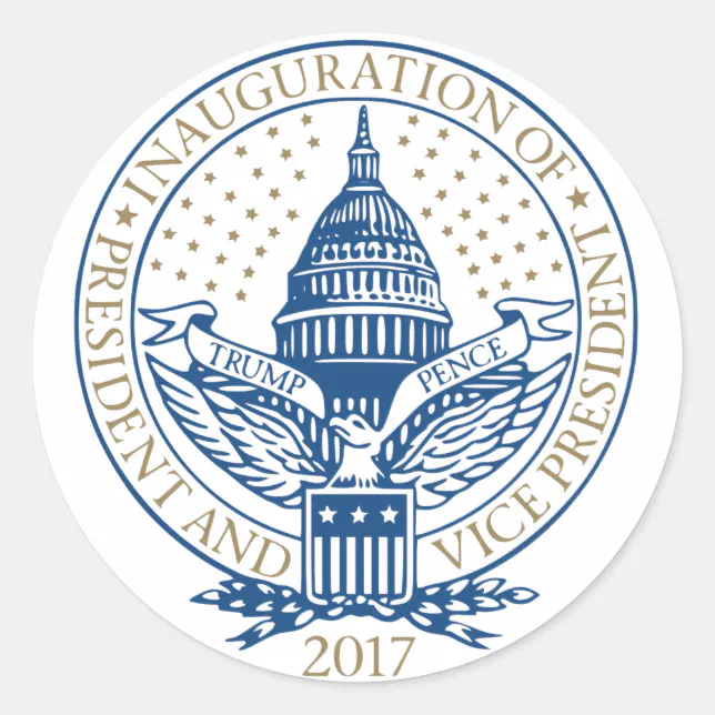Trump Pence President Inaugural Logo Inauguration Classic Round Sticker ...