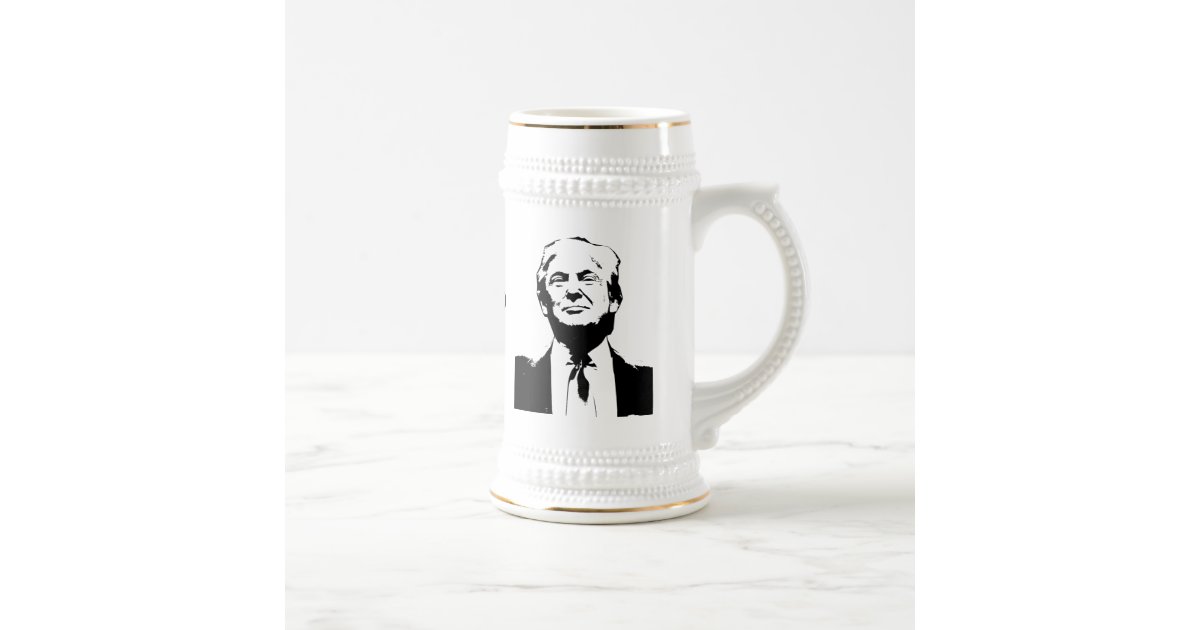 Trump Picture Silhouette Custom Text Beer Stein | Zazzle
