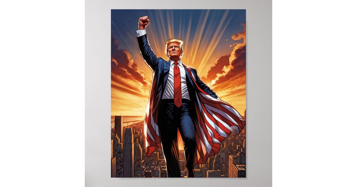 "Trump the American Superhero Poster" Poster | Zazzle