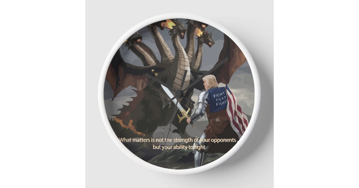 Trump the Knight Battling the Hydra Wall Clock | Zazzle