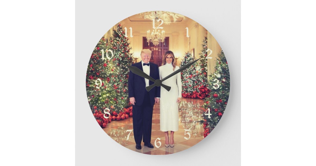 Trump US President White House Christmas Large Clo Large Clock | Zazzle
