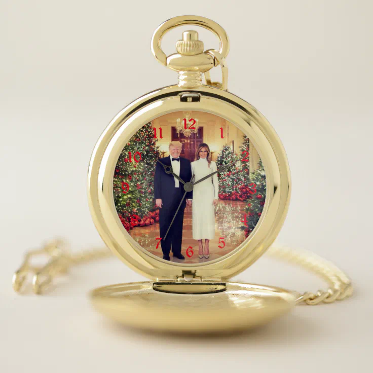 Trump US President White House Christmas Pocket Watch | Zazzle