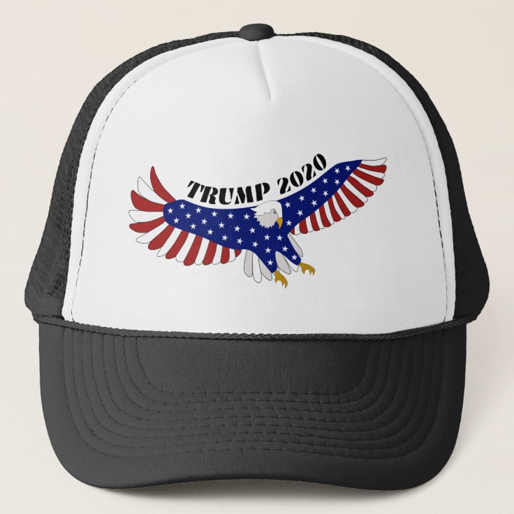 TRUMP USA Eagle Logo Stars Stripes Trucker Hat | Zazzle