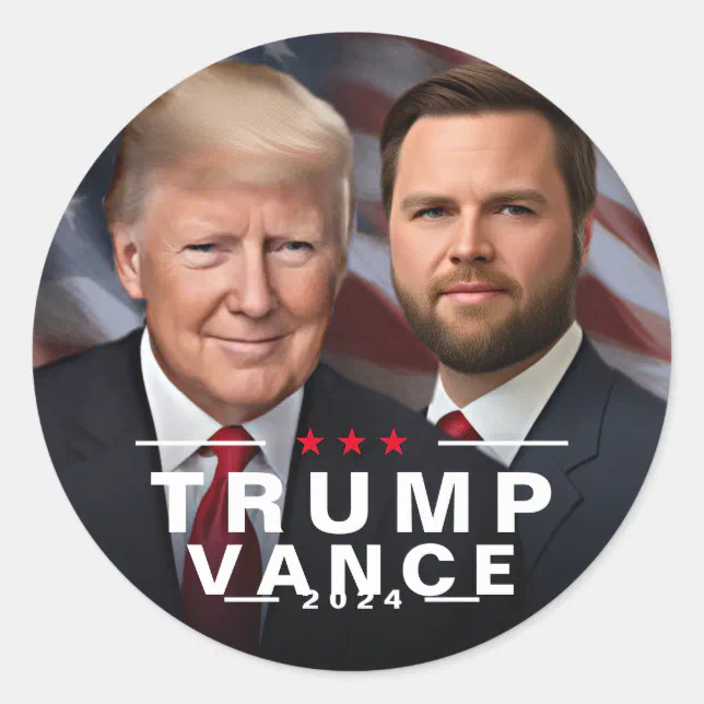 Trump Vance 2024 Republican President VP Classic Round Sticker | Zazzle