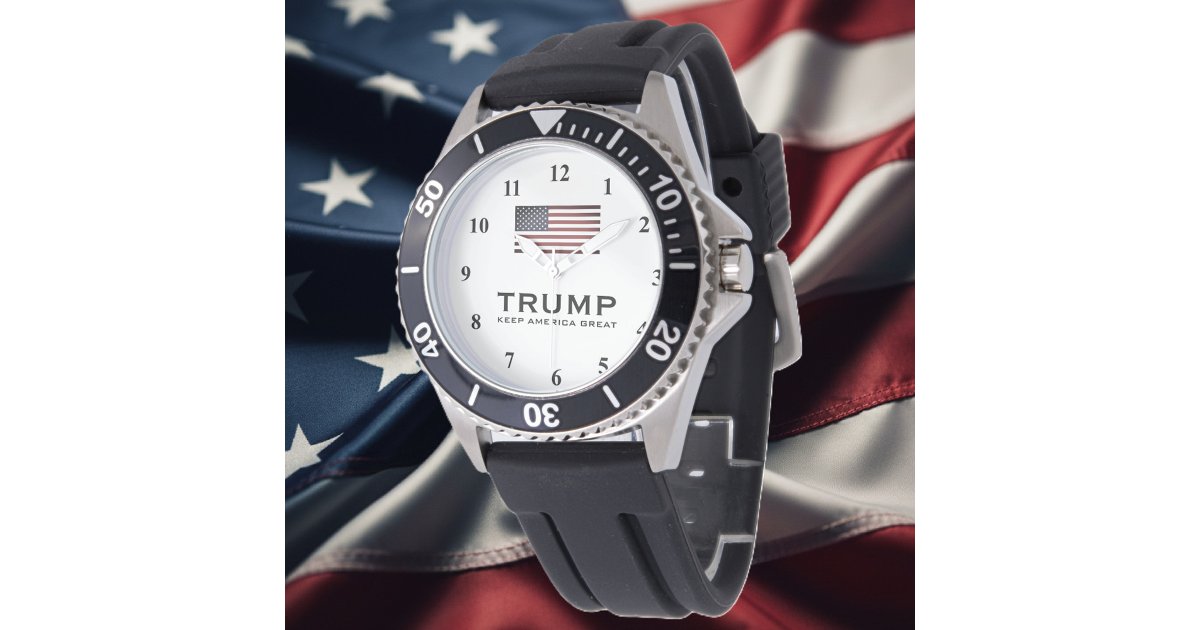 Trump watch with US flag Keep America Great | Zazzle