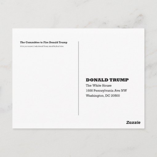 Trump: You're Fired postcard | Zazzle