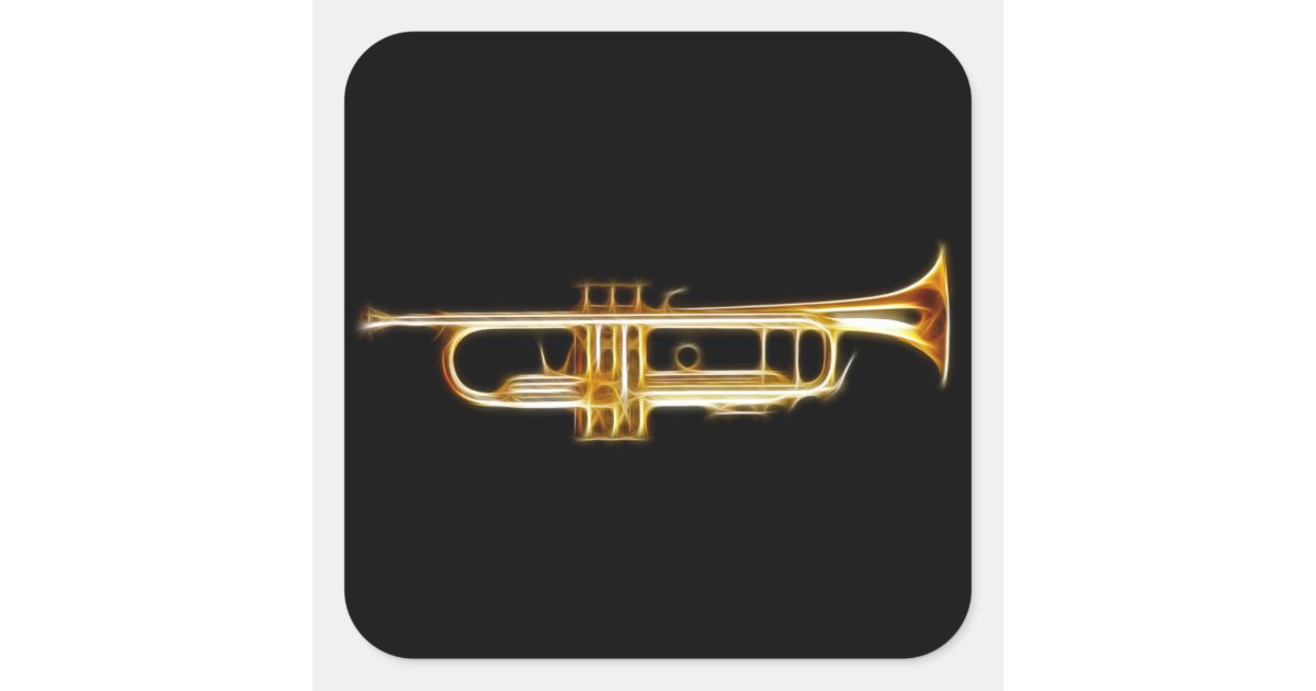 Trumpet Brass Horn Wind Musical Instrument Square Sticker | Zazzle