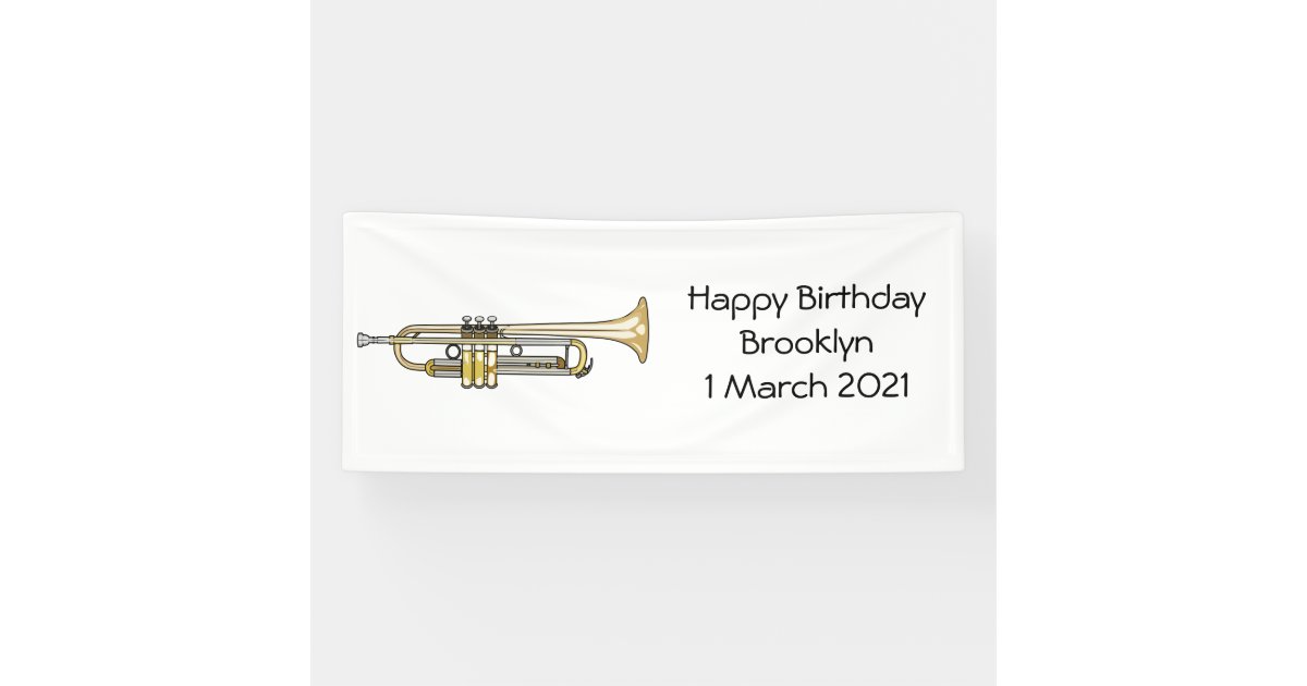 Trumpet cartoon illustration banner | Zazzle