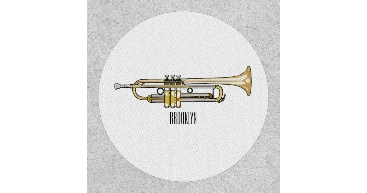 Trumpet cartoon illustration patch | Zazzle