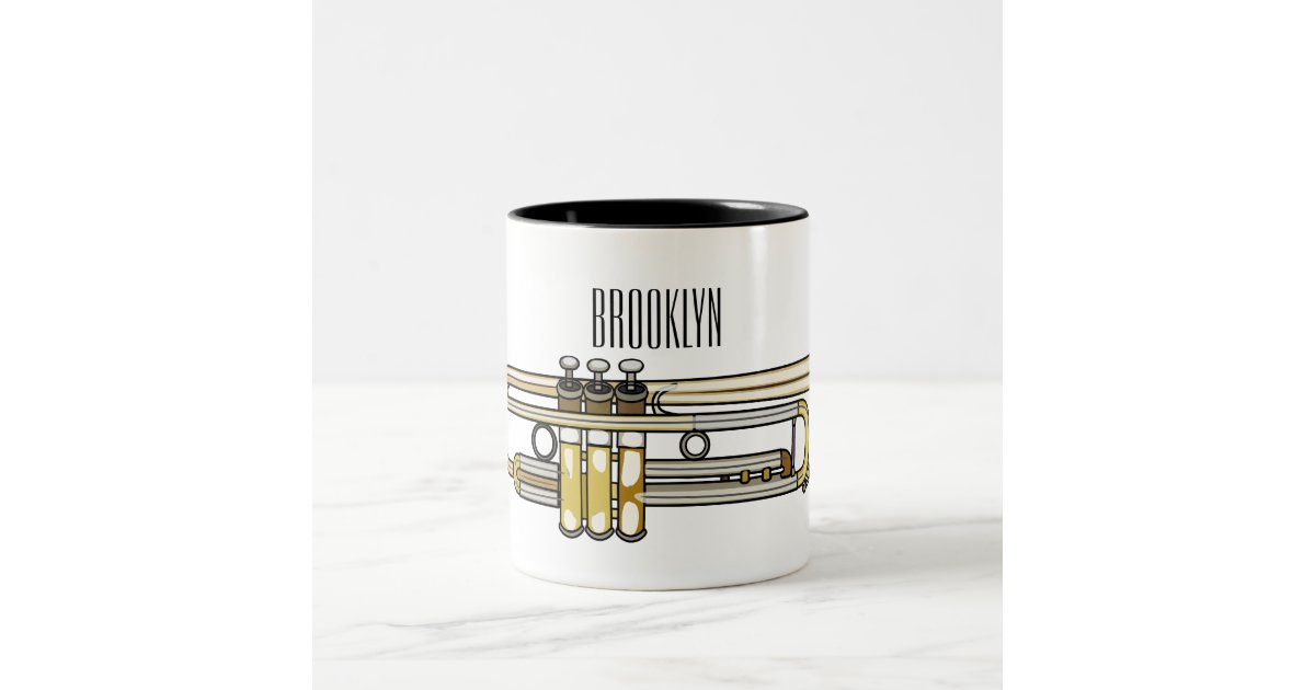 Trumpet cartoon illustration Two-Tone coffee mug | Zazzle