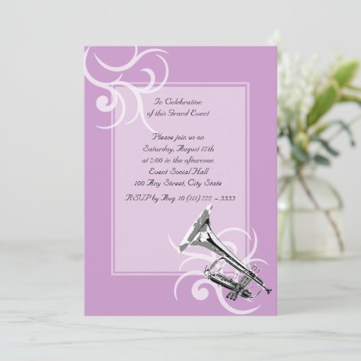 Trumpet Full Color Invitation | Zazzle