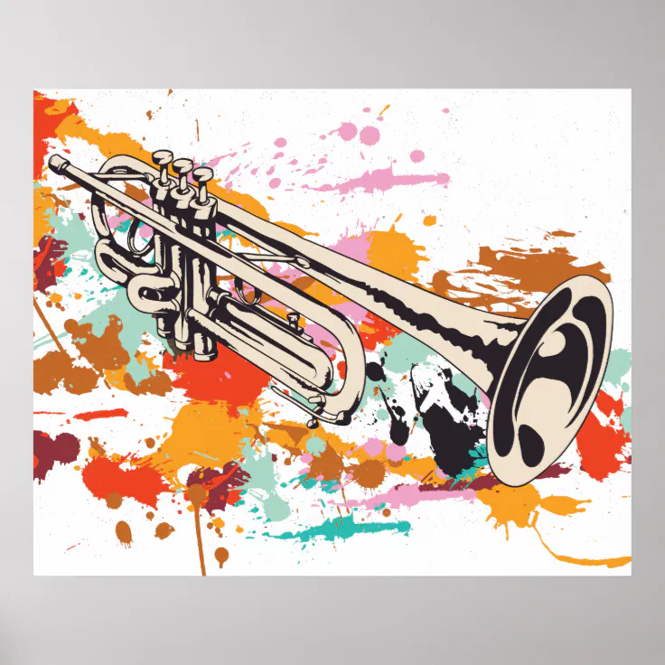 Trumpet music instrument custom print poster | Zazzle