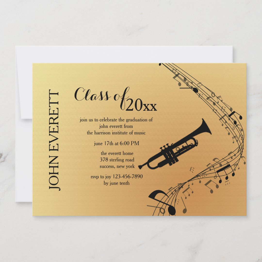 Trumpet Musical Instrument Invitation | Zazzle