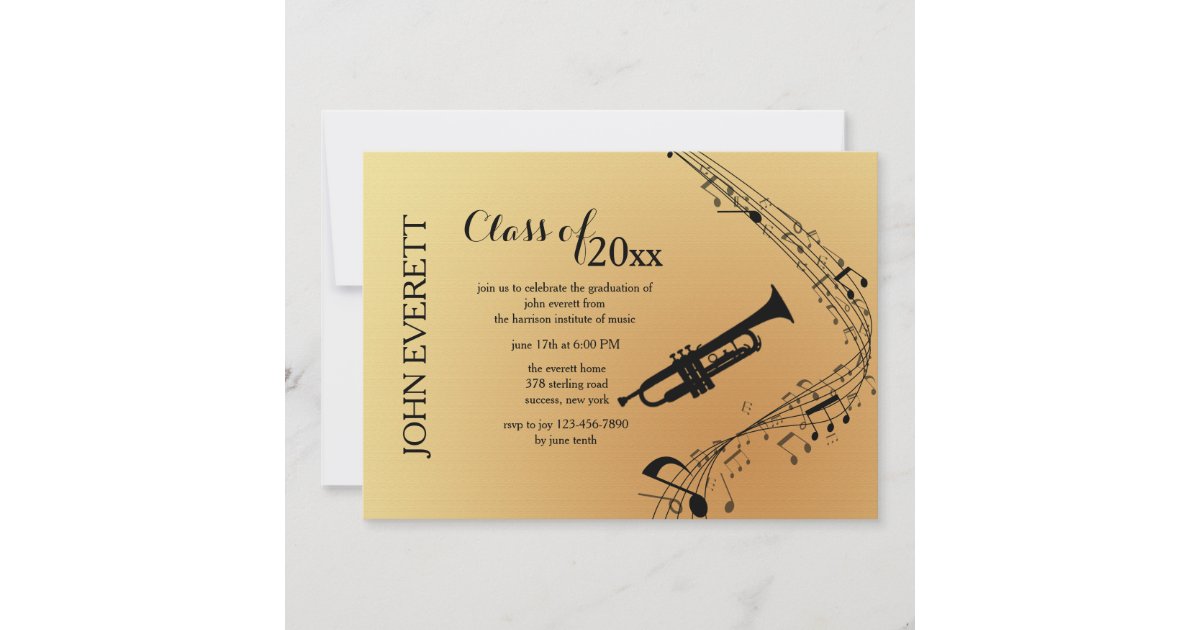 Trumpet Musical Instrument Invitation | Zazzle