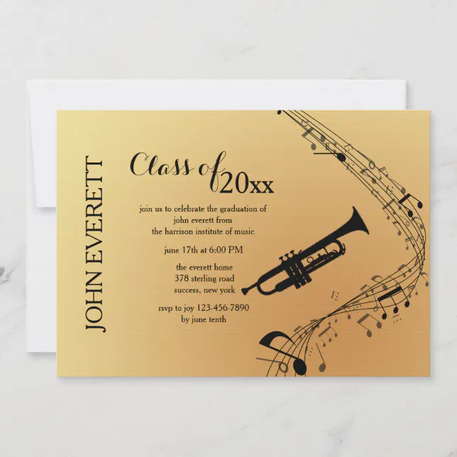 Trumpet Musical Instrument Invitation | Zazzle