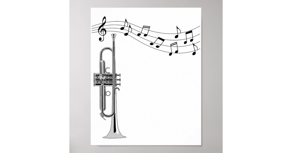 Trumpet Musician With Music Notes Poster | Zazzle