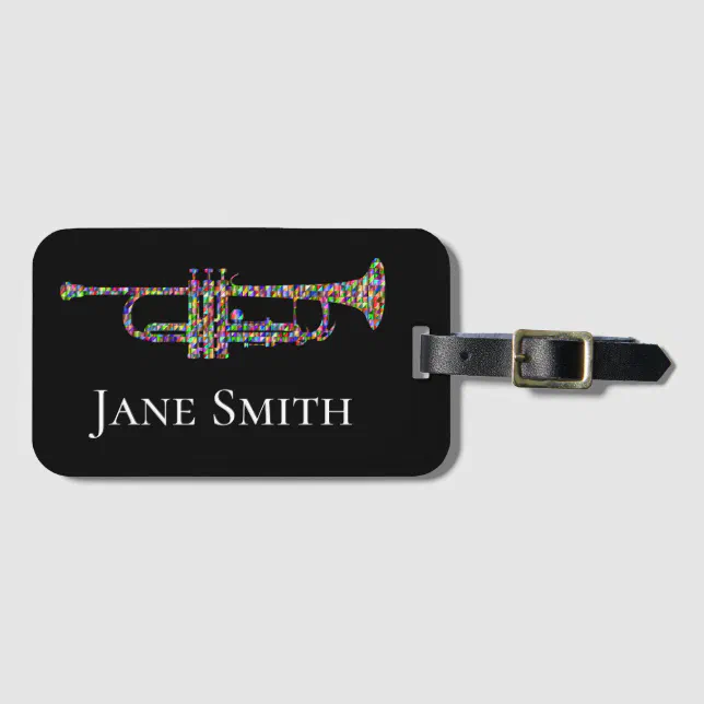 Trumpet name brass instrument case luggage tag | Zazzle