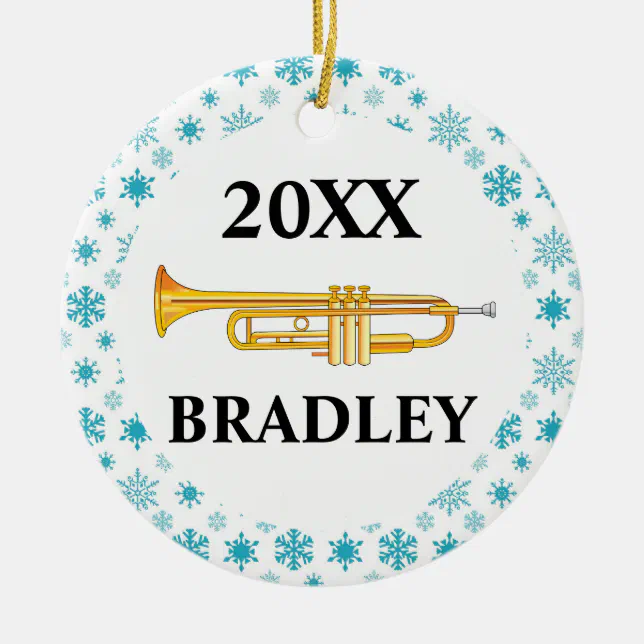 Trumpet Personalized Band Christmas Gift Ceramic Ornament | Zazzle