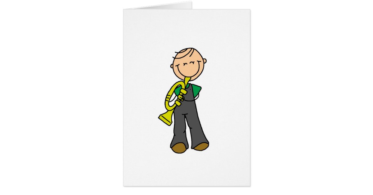 Trumpet Player Stick Figure Card | Zazzle