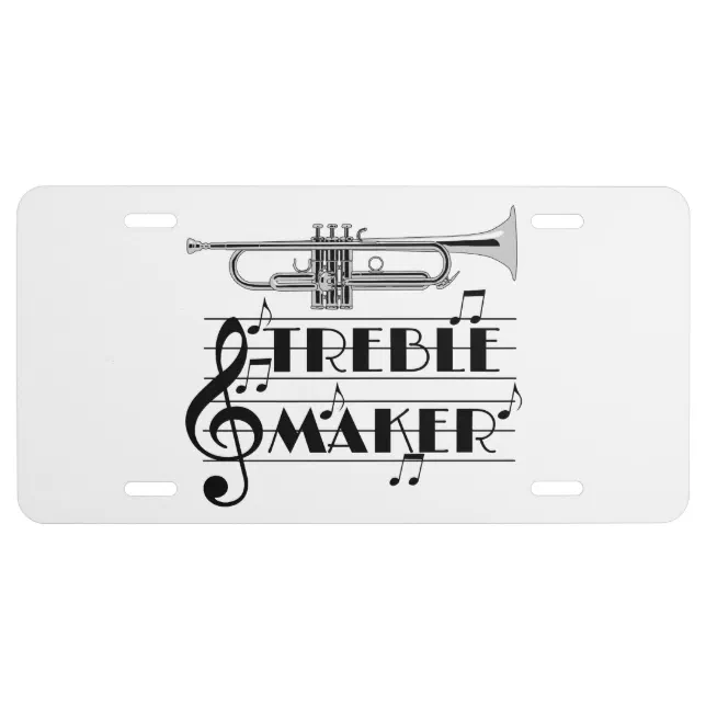 Trumpet Player Treble Maker License Plate | Zazzle